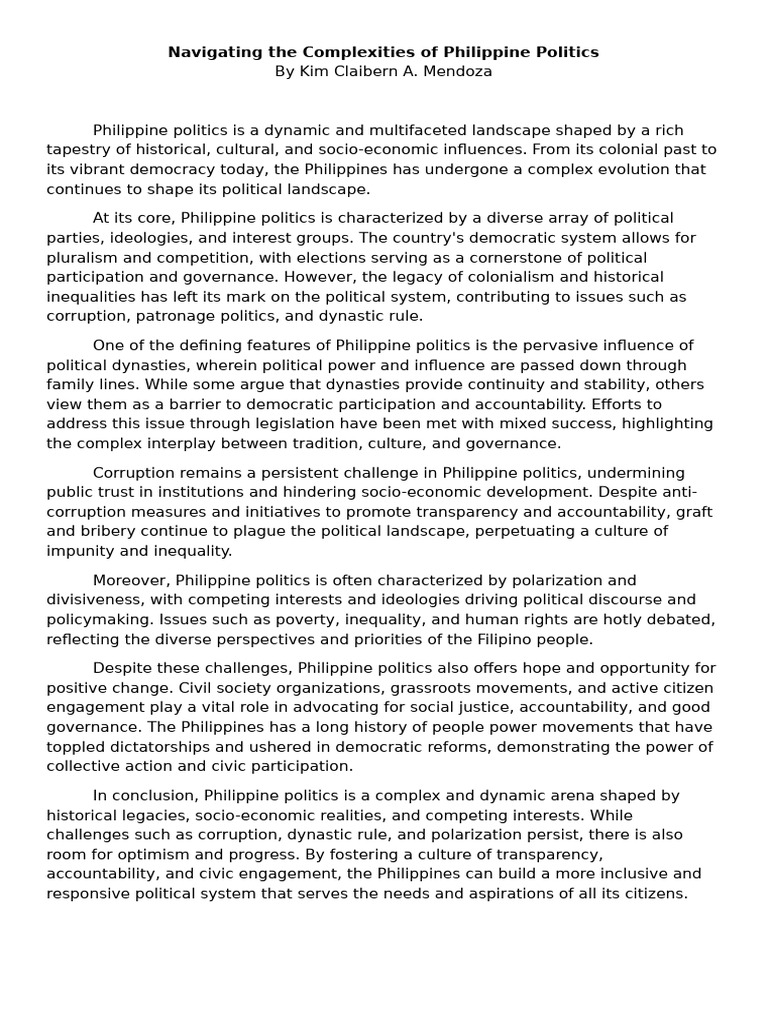 Understanding Philippine Political Dynamics | PDF | Governance ...