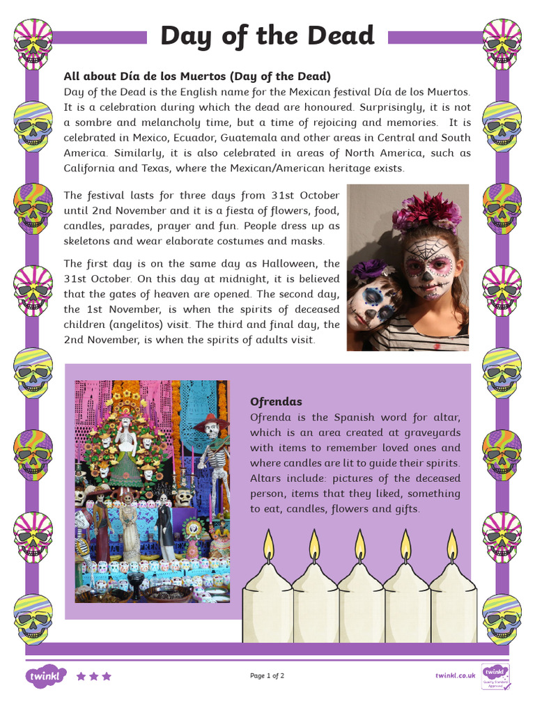 Day of The Dead - Compreshension Differentiated With Answers | PDF ...