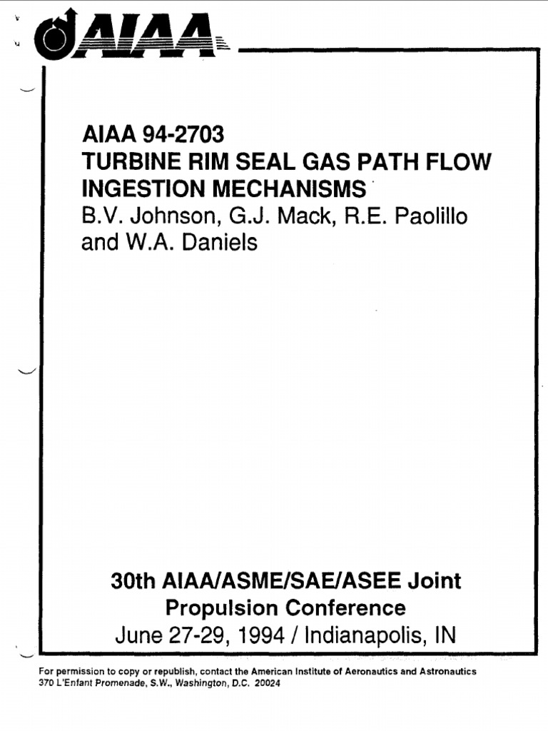 Turbine Rin Seal Gas Ingestion | PDF | Turbine | Engines