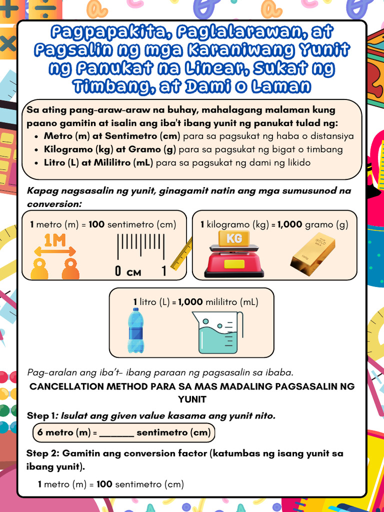 WEEK 3 Pagpapakita, Paglalarawan, at Pagsalin NG Mga Karaniwang Yunit ...