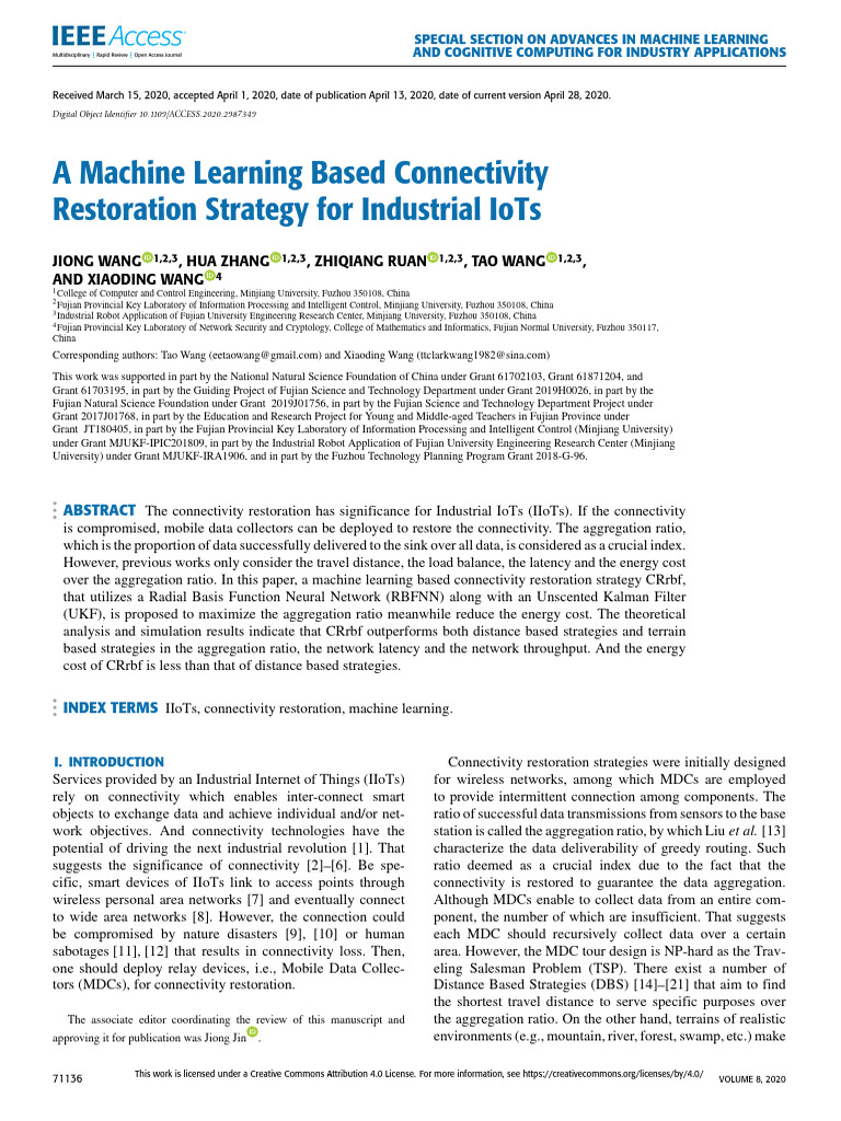 A_Machine_Learning_Based_Connectivity_Restoration_Strategy_for_Industrial_IoTs | PDF | Kalman ...