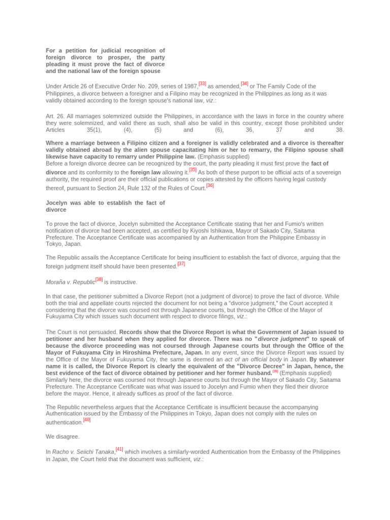 Judicial Recognition of Foreign Divorce | PDF | Divorce | Marriage