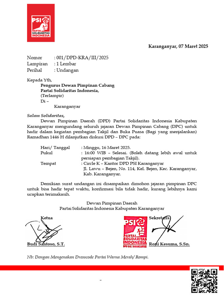 Undangan DPC 16 Maret 2025 | PDF