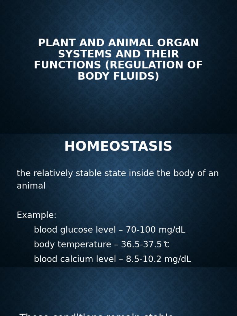 Plant and Animal Organ Systems and Their Functions Homeostasis | PDF | Biology | Physiology