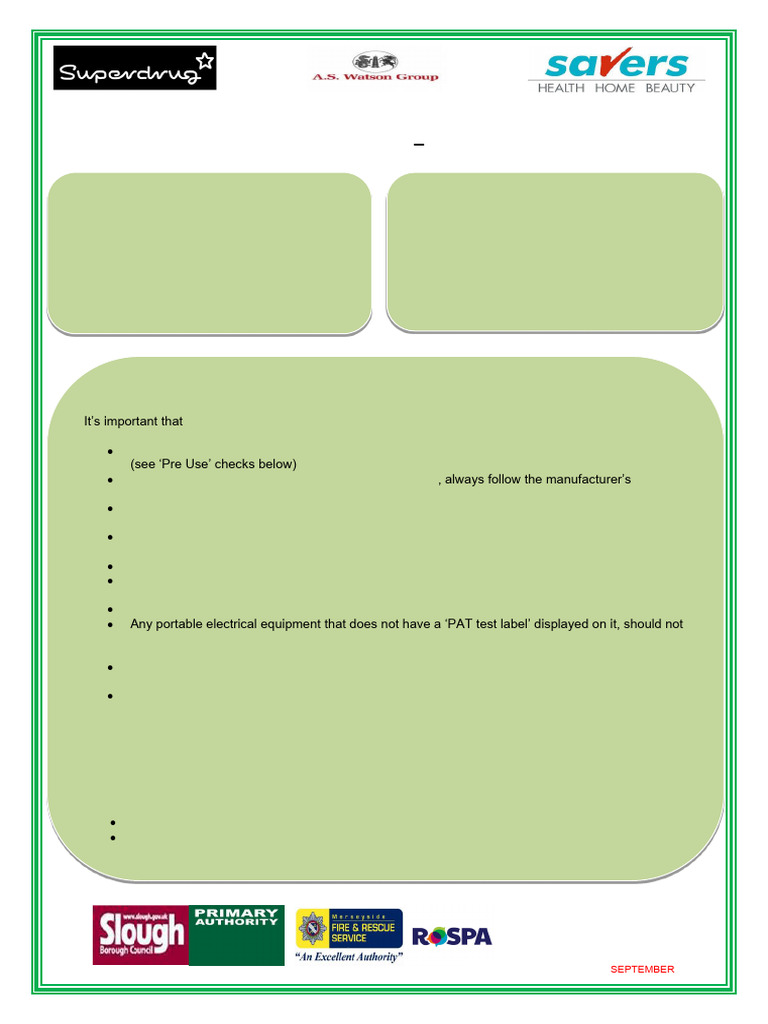OSP 006 Electrical Equipment Use vrs4 SEPTEMBER 2020 | PDF | Electrical ...