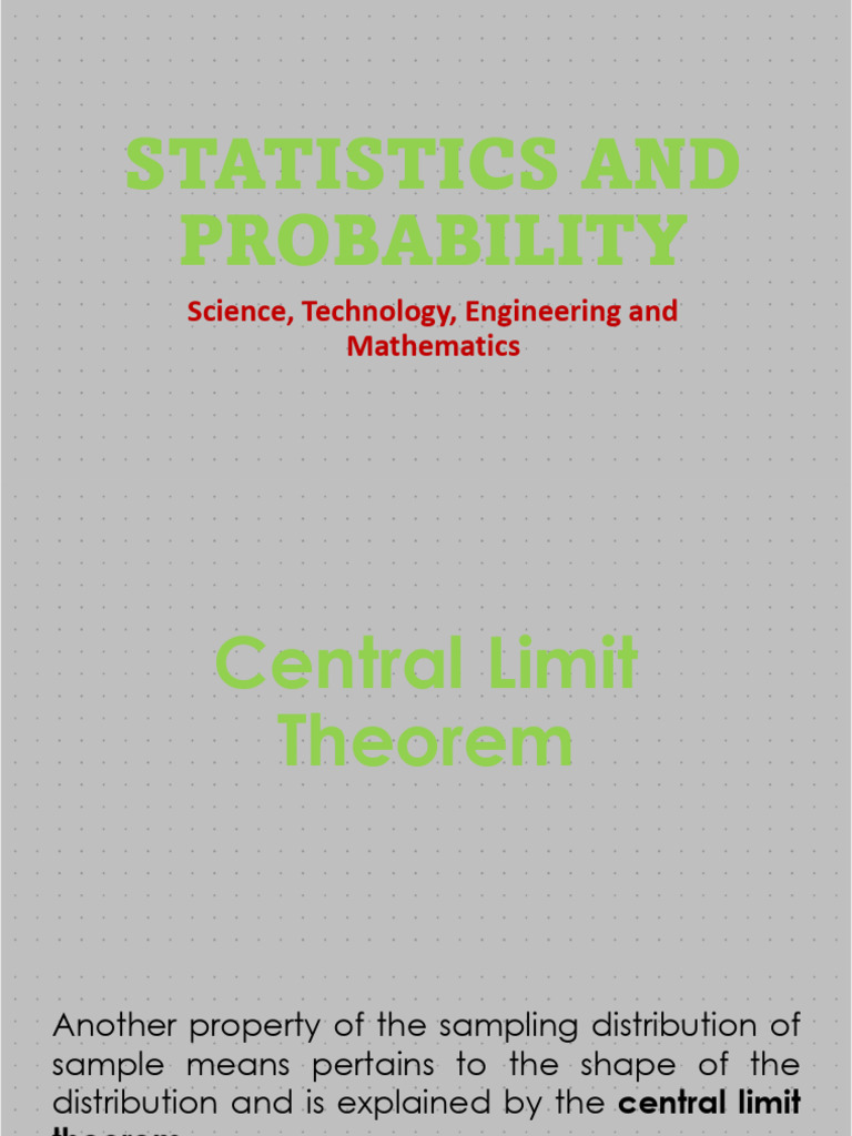 Central Limit Theorem Overview | PDF | Standard Deviation | Probability ...