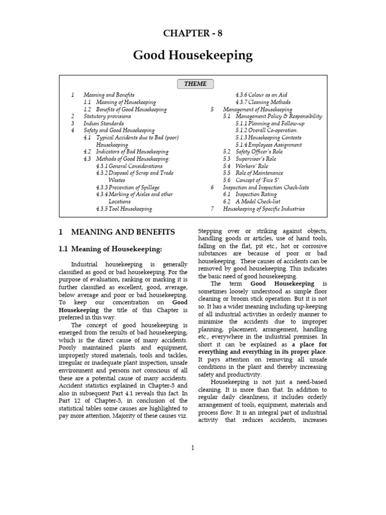 Chapter_8 Good Housekeeping | PDF | Housekeeping | Waste Management