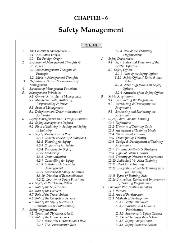 Chapter - 6 Safety Management | PDF | Leadership | Safety