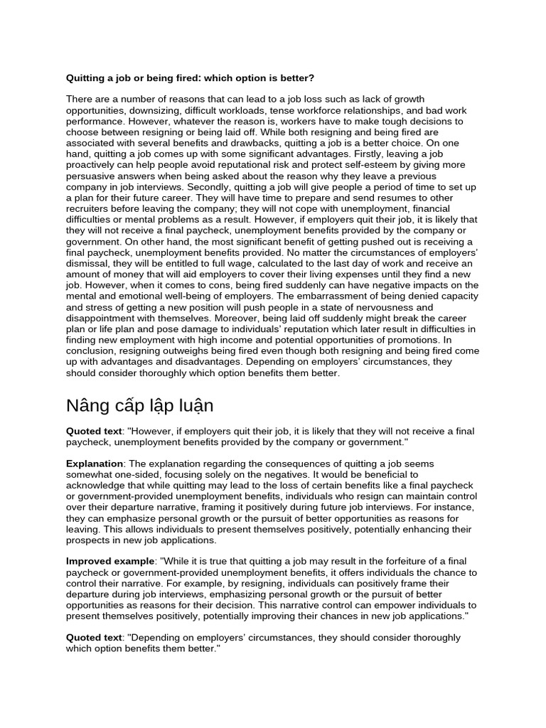 Quiting A Job or Being Fired | PDF | Employment | Layoff