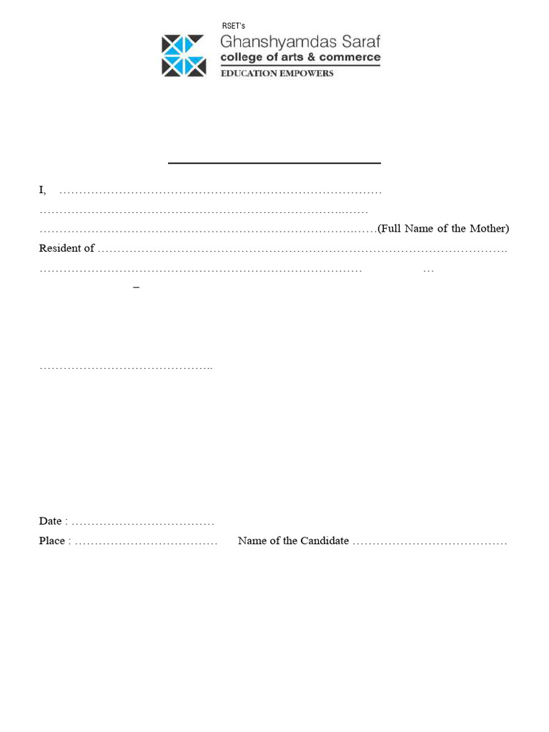 Minority Self Declaration Form for Admission | PDF