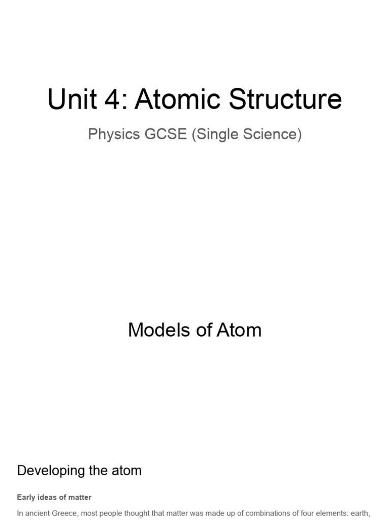 Atomic Structure: Historical Models Explained | PDF | Neutron | Atomic ...