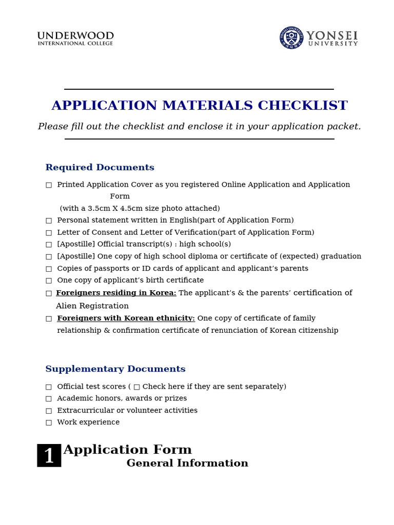 UIC Application Form - Yonsei | PDF | Leadership | Birth Certificate