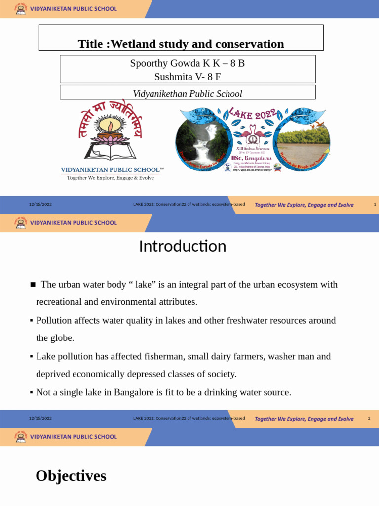 Lake Symposium - Wetland Study and Conservation - Spoorty and Susmitha ...