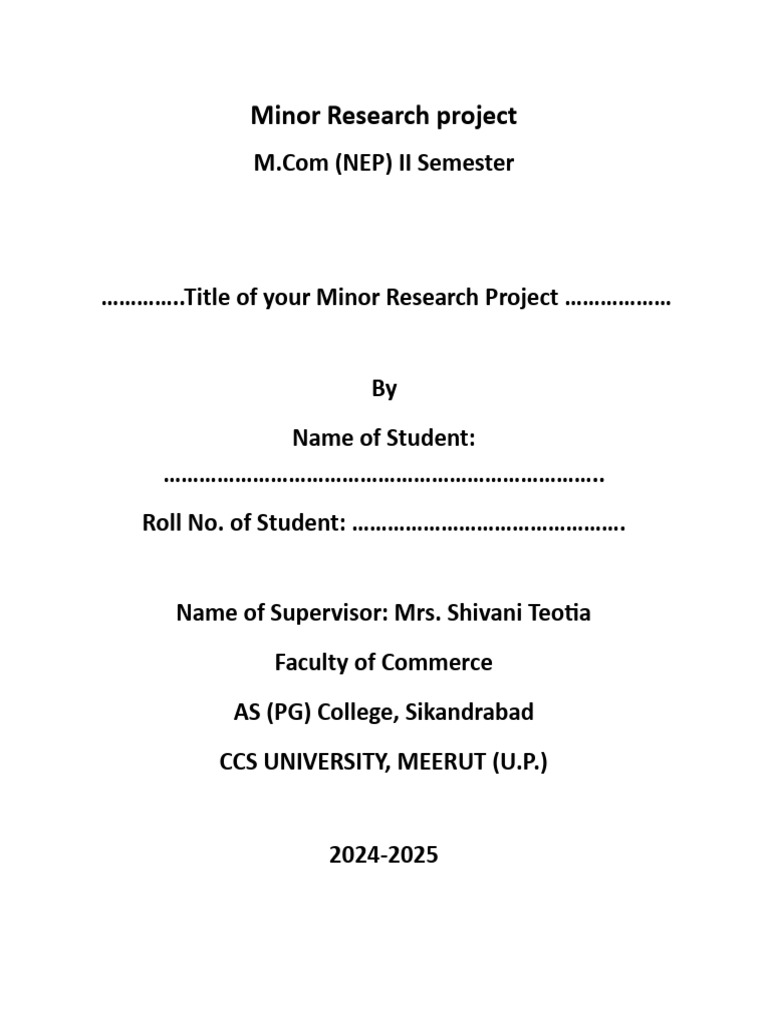 Sample of Minor Research Project | PDF