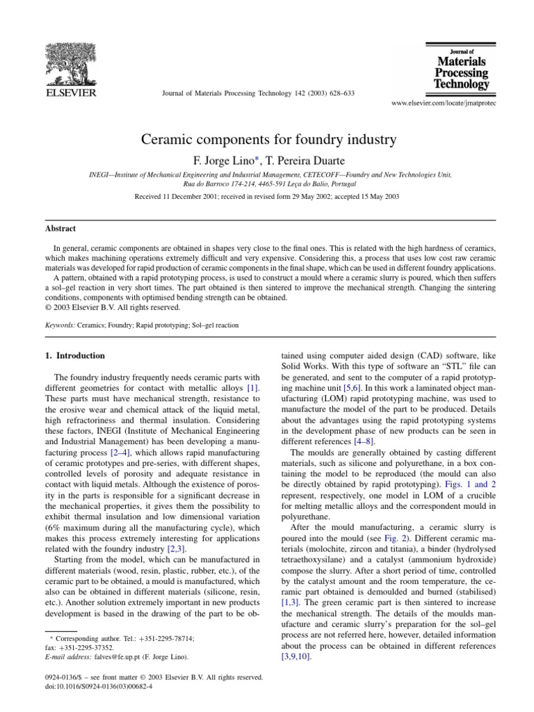 Advanced Ceramic Components for Foundries | PDF | Sintering | Ceramics