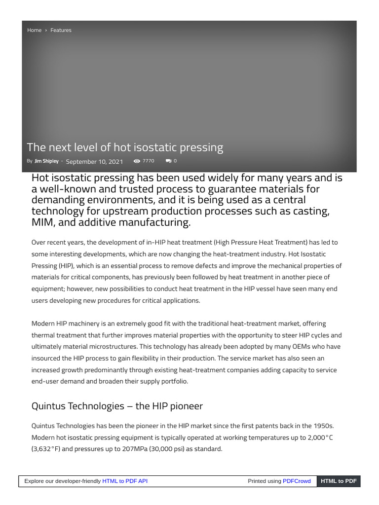 Thermalprocessing Com The Next Level of Hot Isostatic Pressi | PDF ...