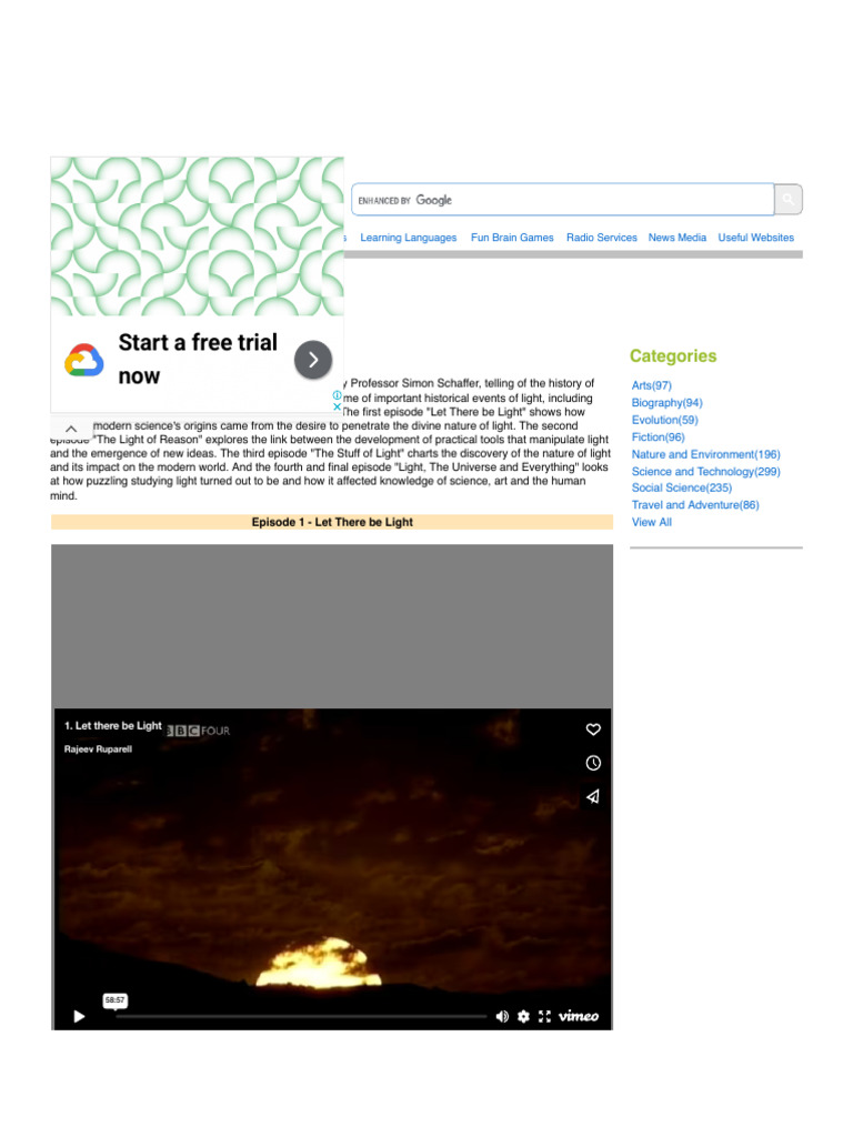 History of Light in Science Series | PDF | Optics | Light