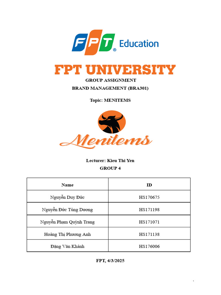 BRA301 - MKT1815 GROUP4 - MENITEMS | PDF