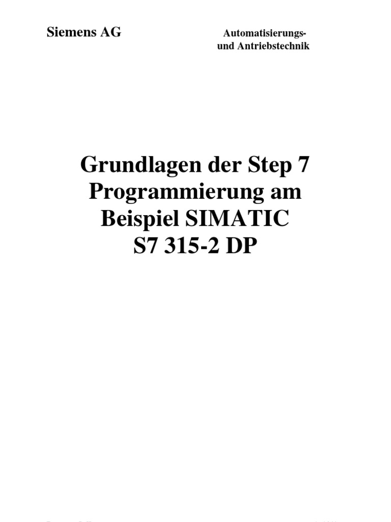 SPS - Grundlagen Der Simatic s7 Programmierung in Step 7 | PDF