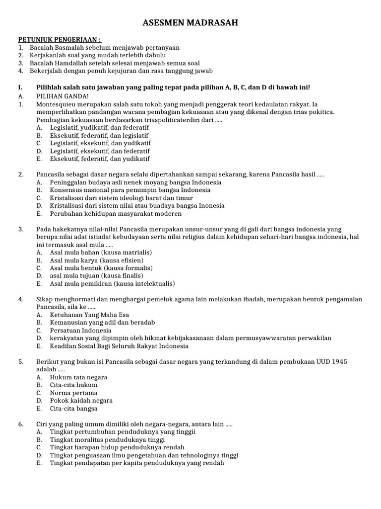 Kisi-Kisi Am PKN Xii 2025 | PDF