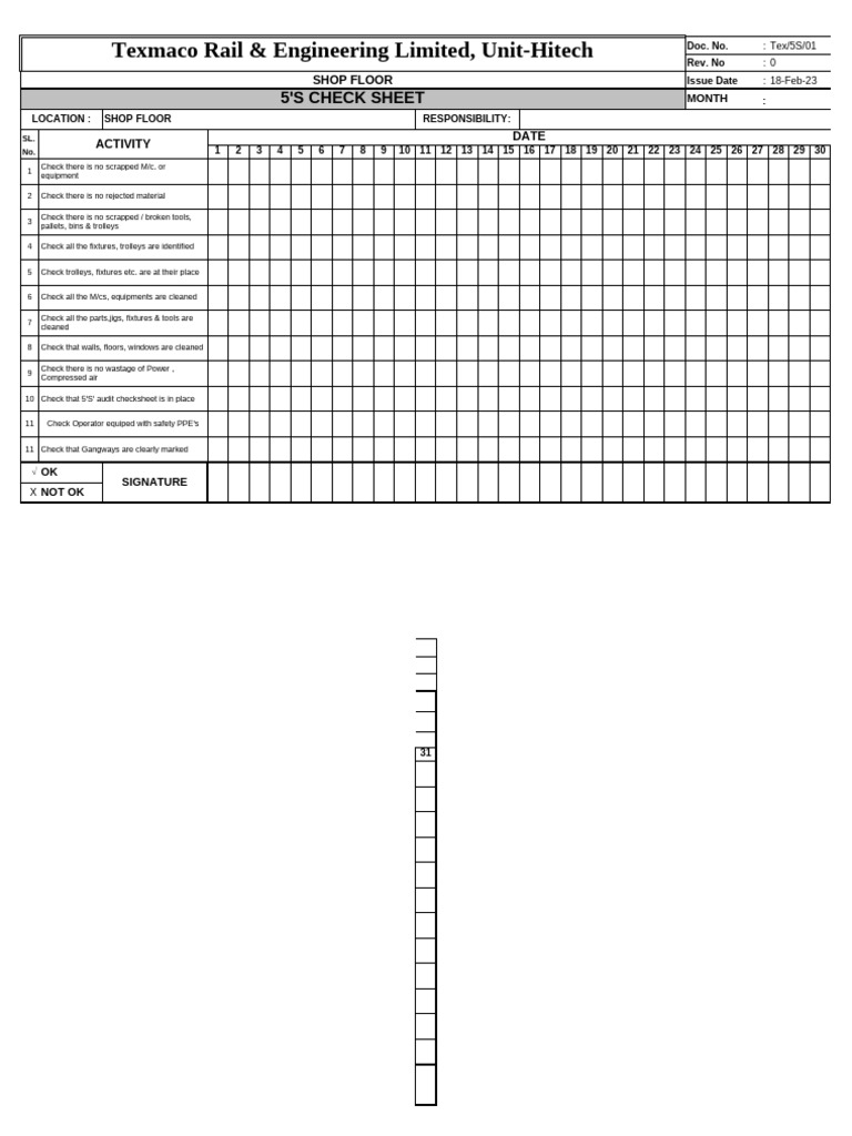 5s Check Sheet | PDF