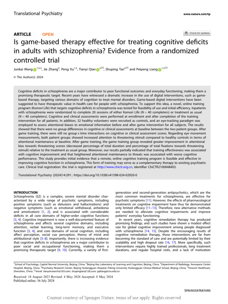 Is Game-Based Therapy Effective For Treating Cogni | PDF ...
