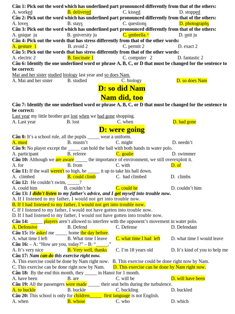 Kt Thử 15p Đợt 2 1 | PDF | Linguistics