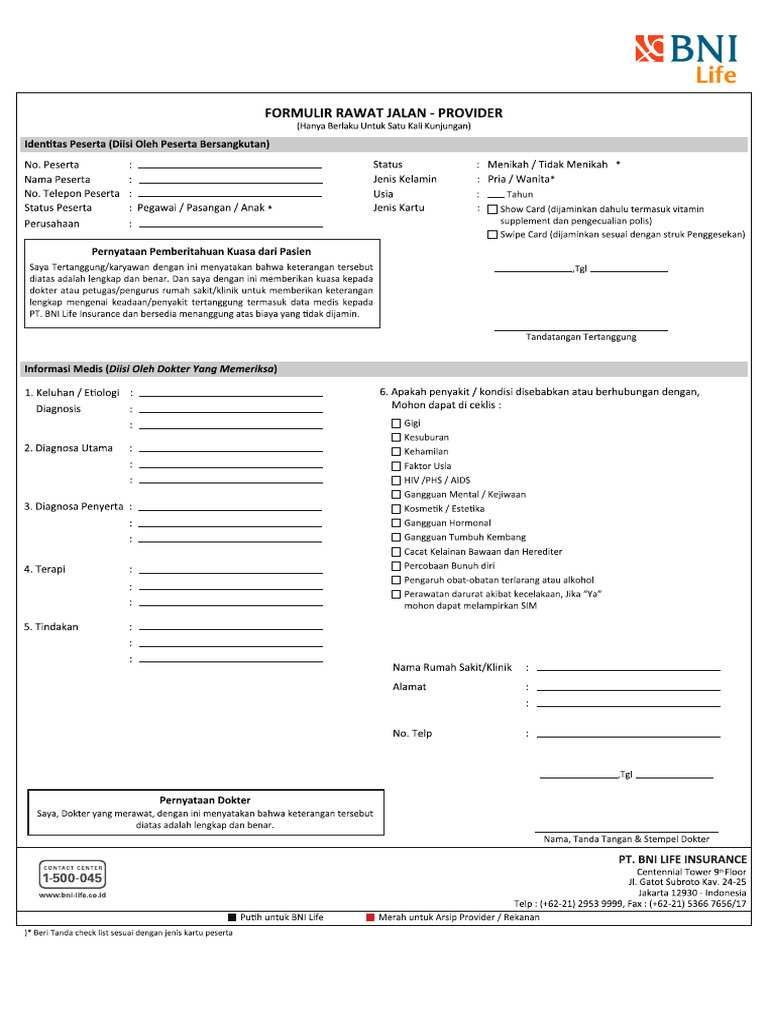 Formulir Rawat Jalan BNI | PDF