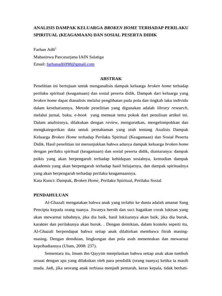 Dampak Keluarga Broken Home pada Siswa | PDF