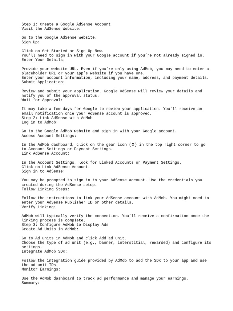 Admob Full Process Step by Step | PDF