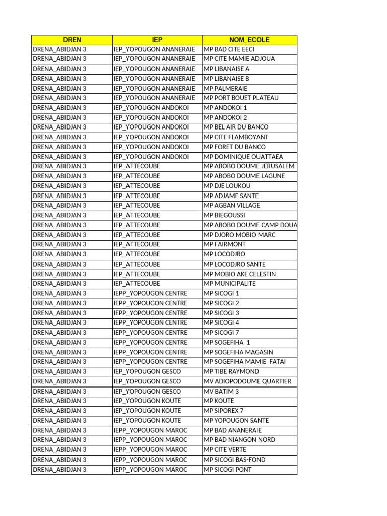 Dren IEP Nom - Ecole | PDF