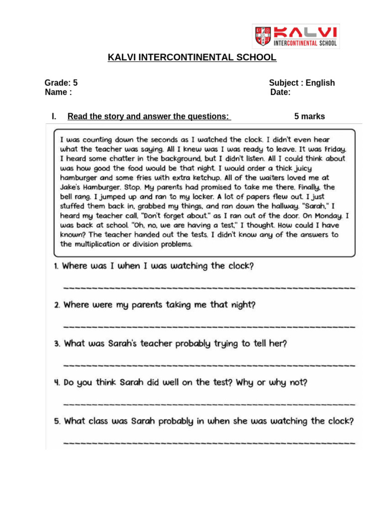 Grade 5 English | PDF