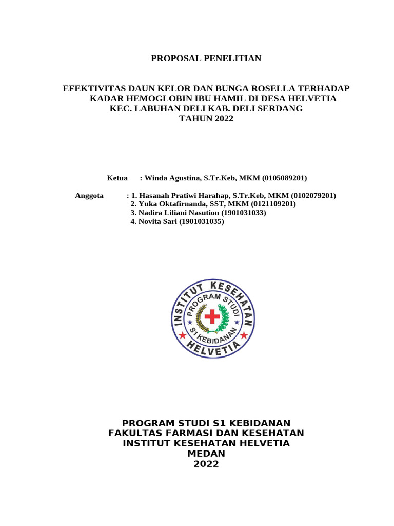 PROPOSAL - Efektivitas Daun Kelor Dan Bunga Rosella Terhadap Kadar ...