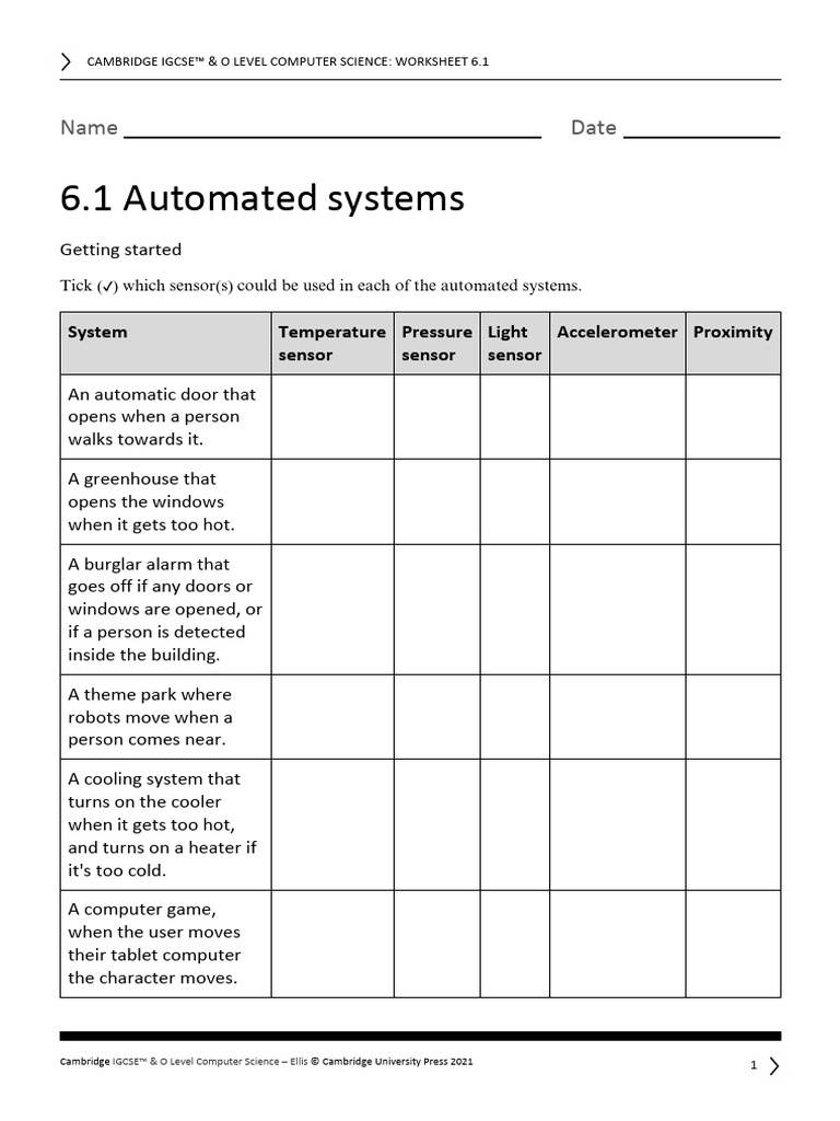 Igcse Compsci 2ed TR Worksheet 6.1 | PDF | Equipment