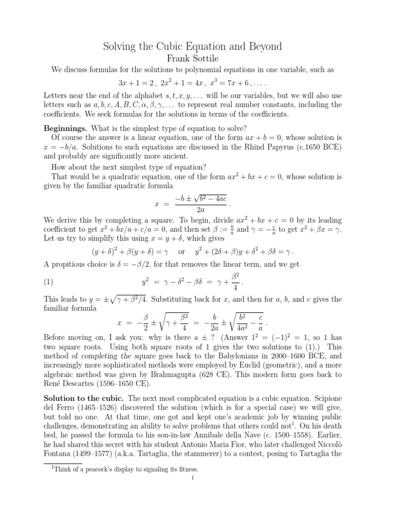 Solving Cubic Equations Explained | PDF | Quadratic Equation | Abstract ...