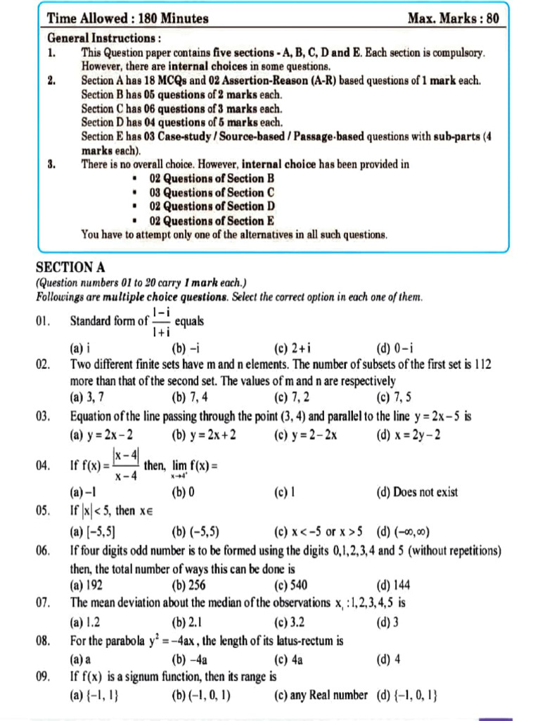 Sample paper 3 | PDF | Complex Number | Mathematics