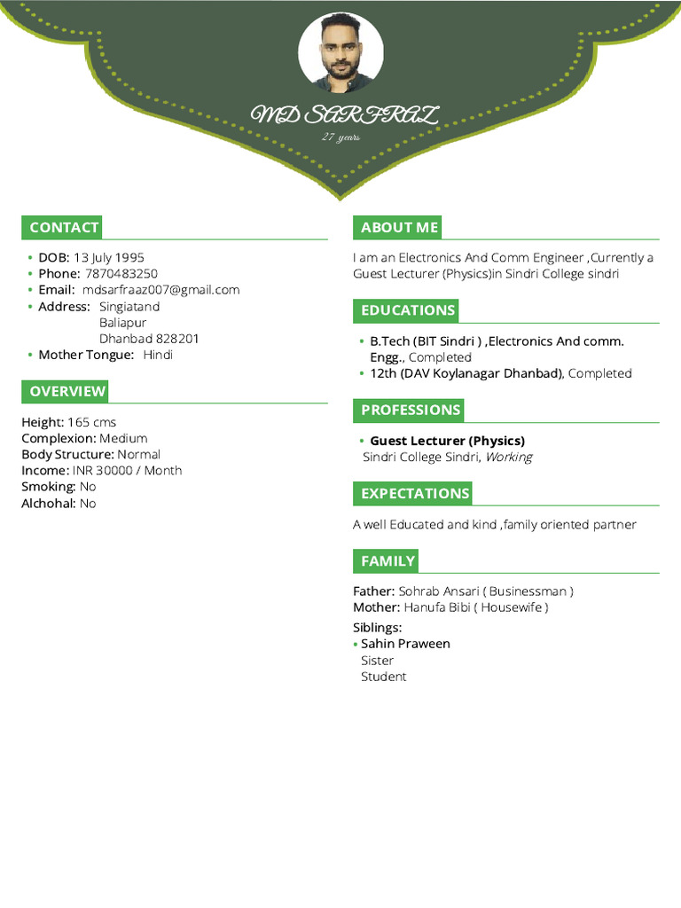 English 150213 Biodata | PDF
