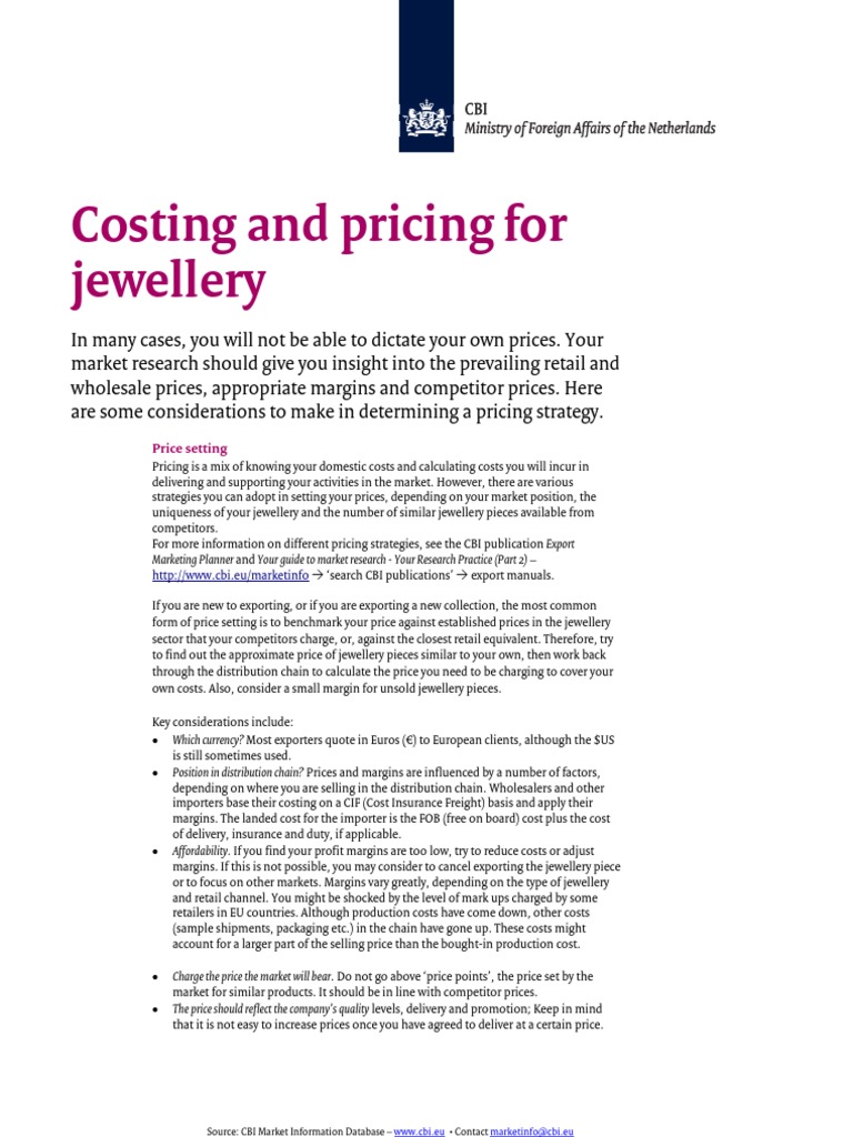 2011 Pricing For Jewellery | PDF | Retail | Prices