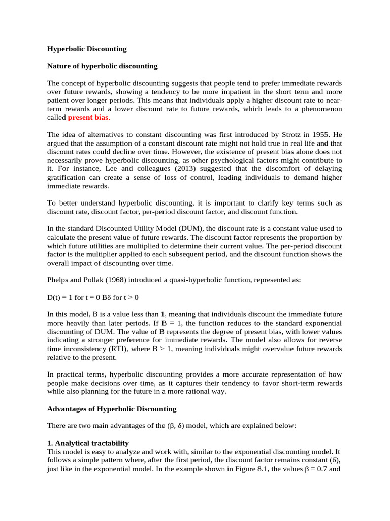 Hyperbolic_Discounting[1] | PDF | Utility | Risk
