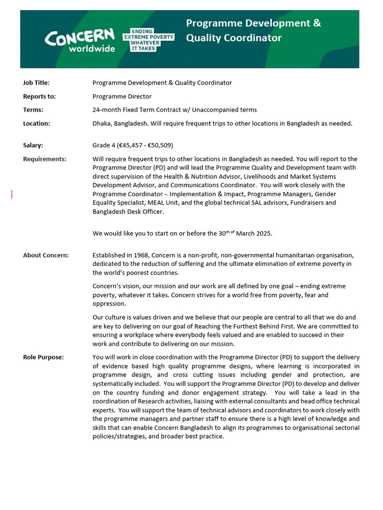 Programme Development & Quality Coordinator | PDF | Leadership ...