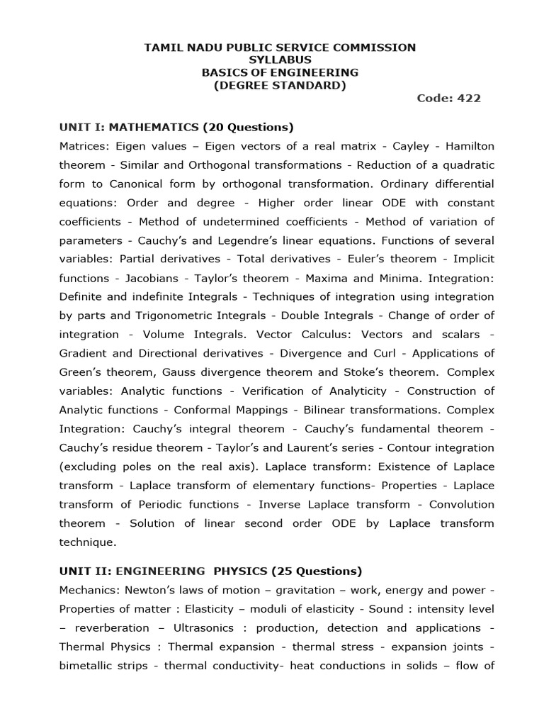 422 - Basics of Engineering - UG 422 | PDF | Integral | Laplace Transform