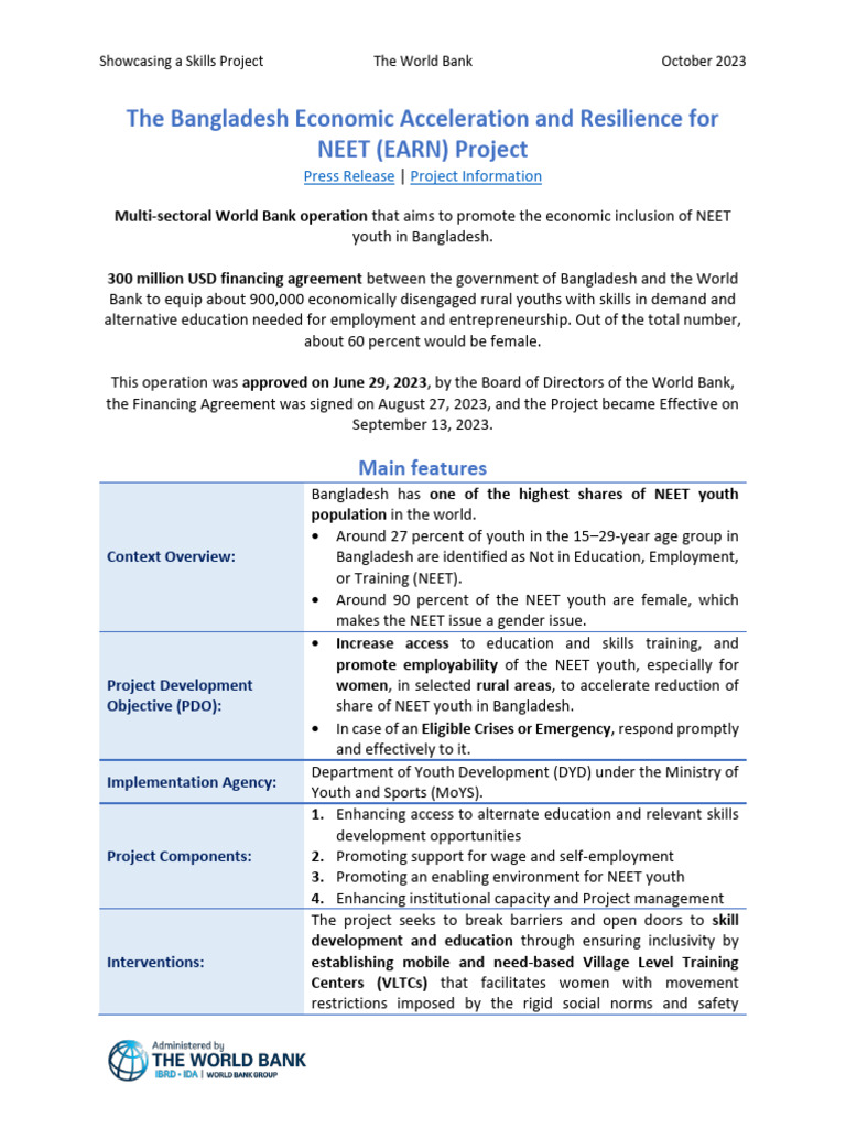 EARN-Project-2 Pager (Oct 2023) | PDF | Social Policy