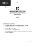 UACE Uneb Pure Mathematics 2024 | PDF