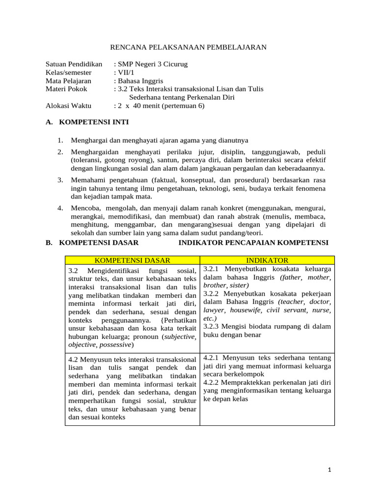 RPP 6 Teks Interaksi Transaksional Lisan Dan Tulis | PDF