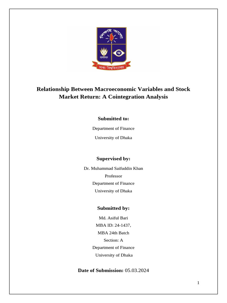 Relationship Between Macroeconomic Variables and Stock Market Return | PDF | Macroeconomics ...