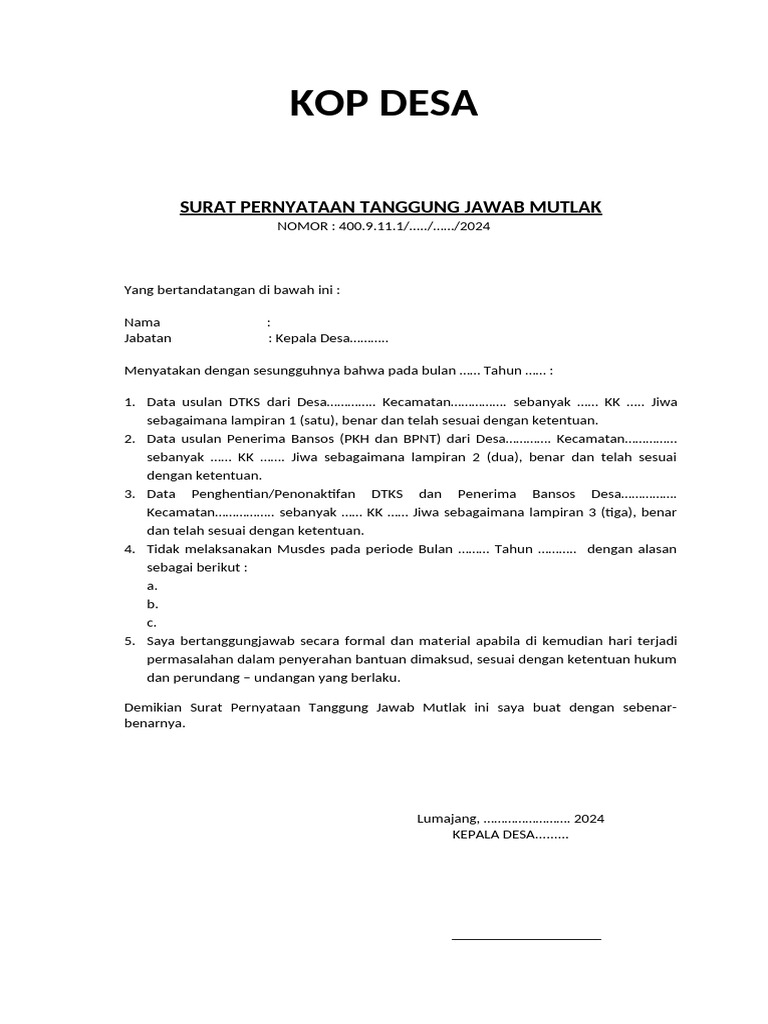SPTJM Usulan Tanpa Musdes Baru-2 | PDF
