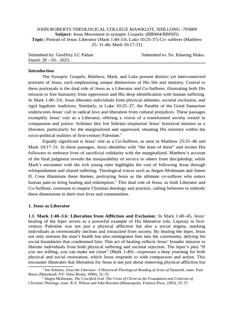 synoptic | PDF | Jesus | Gospel Of Mark