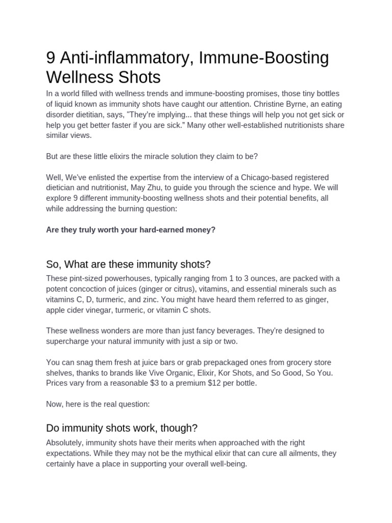 01 - 9 Anti-Inflammatory Immune-Boosting Wellness Shots | PDF | Ginger ...