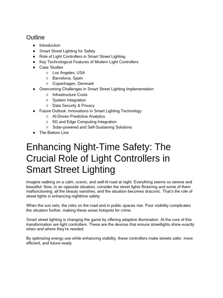 Smart Lighting: Enhancing Night Safety | PDF | Street Light | Lighting