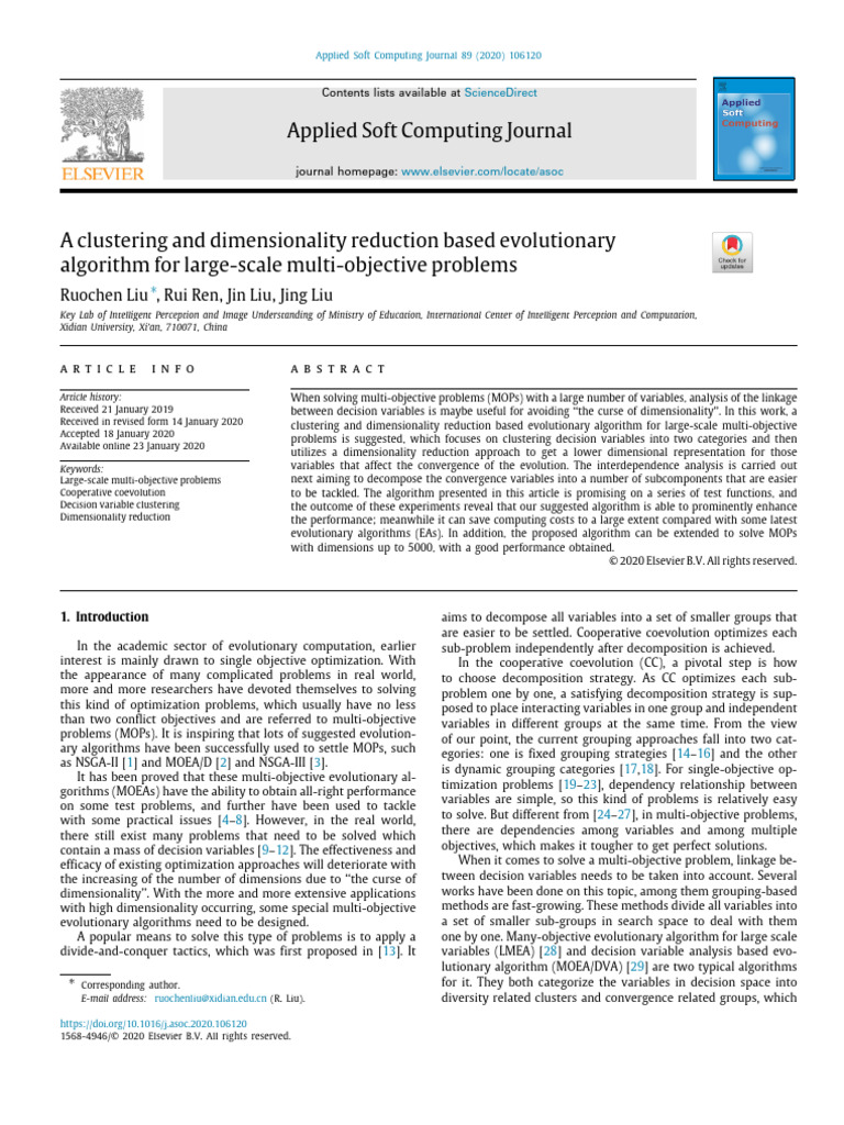 A Clustering and Dimensionality Reduction Based Evolutionary Algorithm For Large-Scale Multi ...